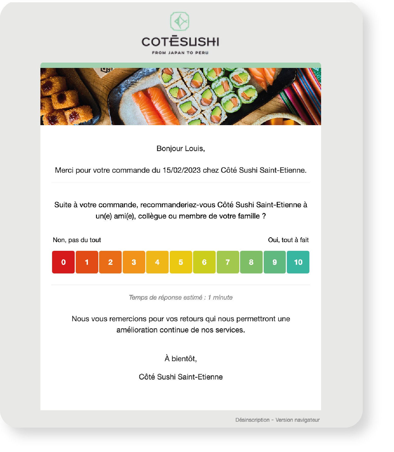 Quel email pour accompagner un questionnaire de satisfaction client